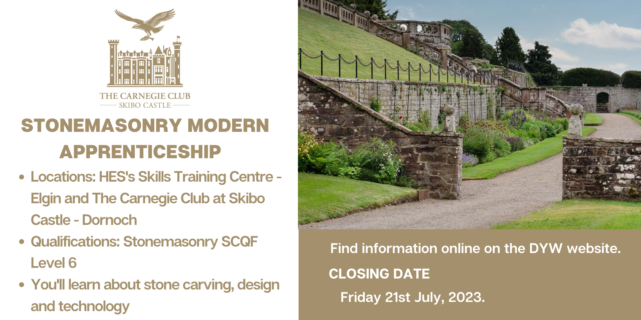 Modern Apprenticeship Opportunity Stonemasonry The Carnegie Club At Skibo Castle Dornoch